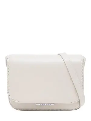 Giorgio Armani Medium Leather Shoulder Bag - White