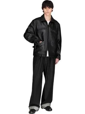 Adidas Y-3 Leather Blouson Jacket - Black