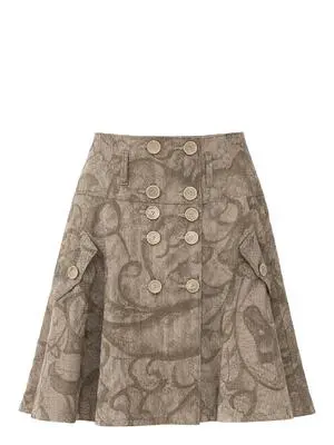 CONQUISTA Button-front Jacquard Mini Skirt - Brown