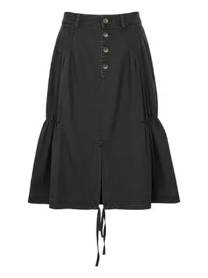 CONQUISTA Button-front Midi Skirt With Adjustable Slit - Green