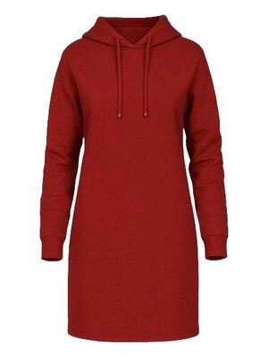 CONQUISTA Brick Heavy Jersey Hoodie Dress - Red