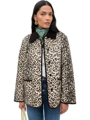 Rixo Earla Nina Leopard Print Jacket - Brown