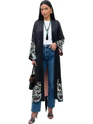 Rixo Kaiden Blossom Jungle Black Kimono - Navy
