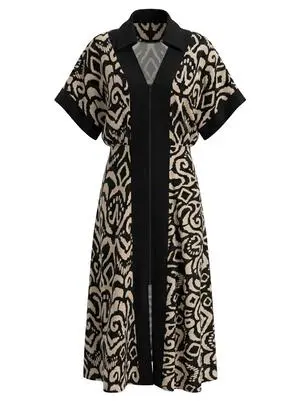 LARISA DRAGNA Agatta Linen Dress With Contrast Insert - Black