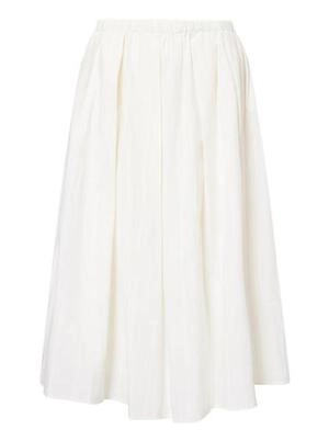 Theory Striped Cotton Midi Skirt - Ivory