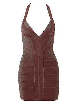House Of Cb Contour Halter Neck Mini Dress - Brown