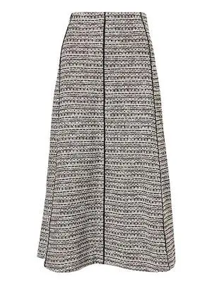 ME+EM Soft Tweed Cotton-blend Midi Skirt - Brown Multi