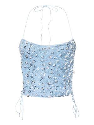 JADED LONDON Sequin Lace Corset Top - Blue