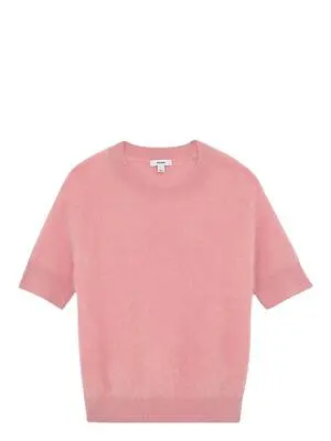 REISS Julia Short-sleeve Brushed-cashmere T-shirt - Pink