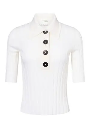 NACKIYE Nackiyé Wool Ribbed Polo Knit Top - Kaimak
