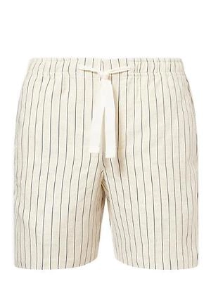 Orlebar Brown Alex Striped Linen-and-cotton Shorts - Latte/night Iris