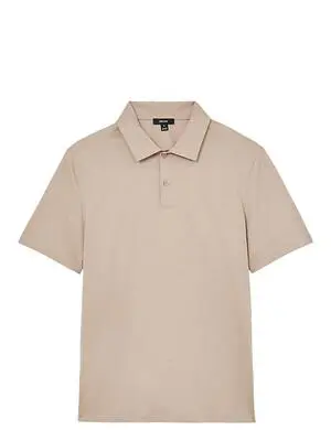 REISS Earl Air-water Short-sleeve Cotton Polo - Sand