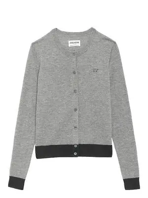 Zadig&Voltaire Zadig&Voltaire Missya Logo-Embroidered Cashmere Cardigan Medium Grey