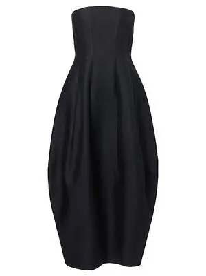 Khaite Strapless Wool And Silk-blend Midi Dress - Black