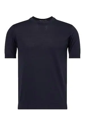 John Smedley Short-sleeve Knitted Cotton T-shirt - Navy