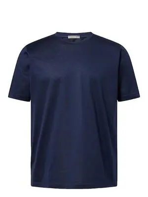 Corneliani Crew-neck Mercerized Cotton T-shirt 38 Navy