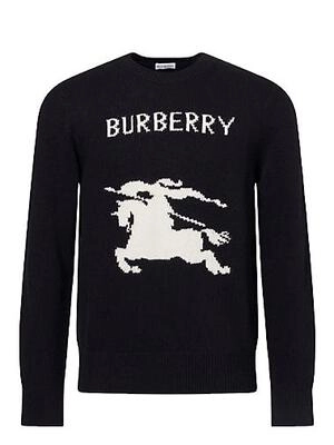 Burberry Knight Intarsia Wool-cashmere Jumper - Black
