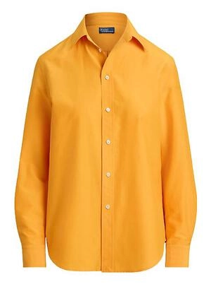 Polo Ralph Lauren Long-sleeved Cotton And Silk Shirt - Satsuma Orange
