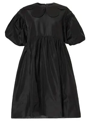 Simone Rocha Collared Puff-sleeve Satin Midi Dress - Black