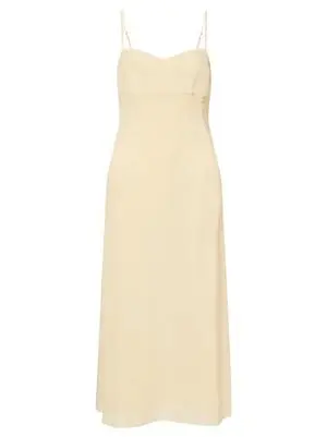 REFORMATION Milica Sweetheart Neckline Georgette Midi Dress - Parmesan