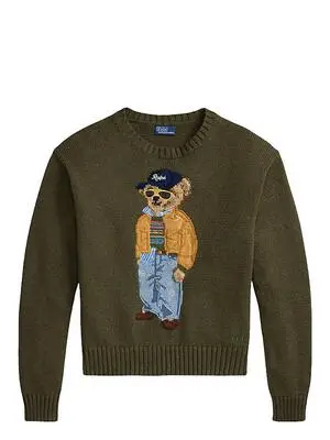Polo Ralph Lauren Embroidered Bear Cotton Jumper - Olive