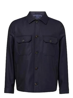 Corneliani Travel Pointed-collar Virgin-wool Overshirt - Navy
