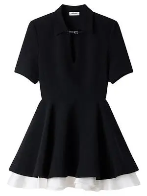 Sandro Contrast Skater Mini Dress - Black