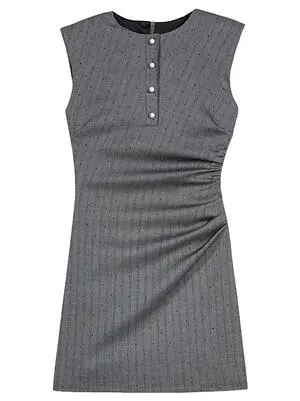 Maje Rhinestone Embellished Stretch-woven Mini Dress - Grey