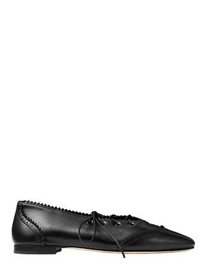 JIMMY CHOO Margot Lace-up Leather Ballet Flats - Black/black