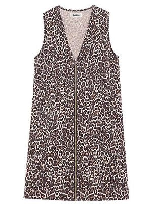 RO&ZO Leopard-print Zip-front Denim Mini Dress - Multi