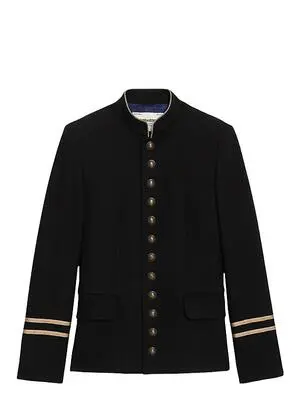 Zadig&Voltaire Officer Collar Embroidered Stripe Blazer - Black