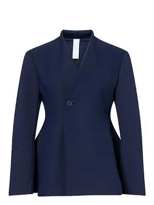 CFCL Milan Collarless Flared Knitted Jacket - Navy