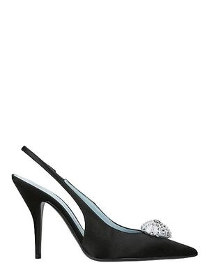 Valentino Garavani Coeur Royal 100 Slingback Satin Heels - Blk/other