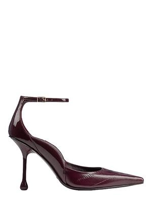 JIMMY CHOO Quinci 95 Embossed Leather Heels - Deep Merlot