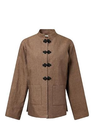 ROHE FRAMES Pankou Knotted Linen Jacket - Brown Melange