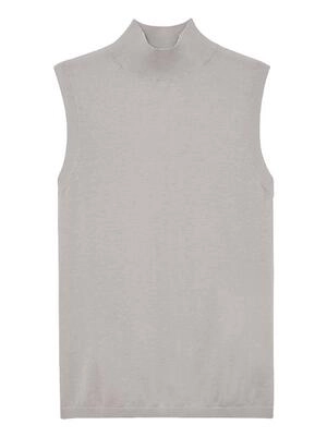 REISS Evelyn Wool Funnel Neck Vest - Grey