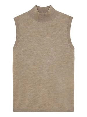 REISS Evelyn Wool Funnel Neck Vest - Neutral