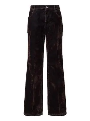 Amiri Flared-leg 5-pocket Flocked Denim Jeans - Husk