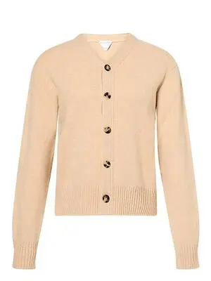 Bottega Veneta V-neck Relaxed-fit Cashmere-blend Cardigan - Wax