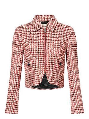 ME+EM Boxy Fit Textured Cotton Blend Jacket - Ruby Red