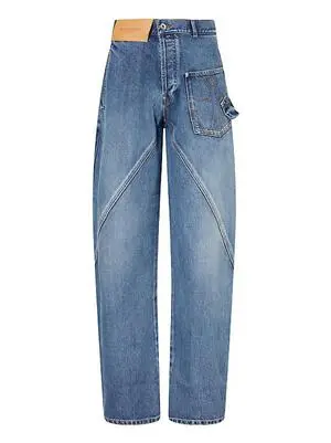 JW Anderson Twisted Workwear Cotton Denim Jeans - Mid Blue