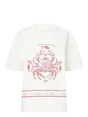 ARAM Brand-print Relaxed-fit Cotton T-shirt - White/red