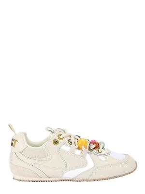 Kurt Geiger Suede Trainers With Bead Embellishment - Bone