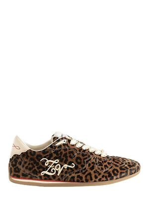 Zadig&Voltaire Leopard Pony Leather Low Top Trainers - Brandy