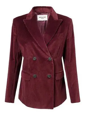 Max Mara Double-breasted Cotton-corduroy Blazer - Bordeaux