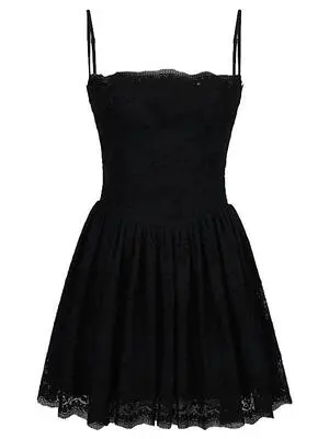 House Of Cb Chloe Broderie-anglaise Cotton-blend Mini Sundress - Black