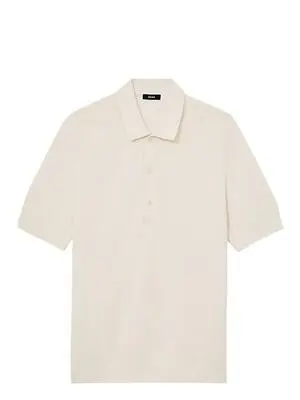 REISS Warren Short-sleeved Cotton-blend Polo Shirt - Ecru