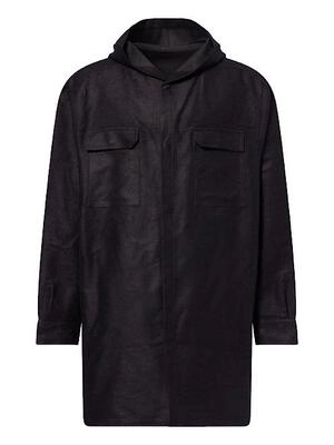 Rick Owens Longline Hooded Woven Shirt - Black