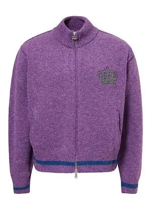 THAMES Logo-appliqué Cardigan - Purple
