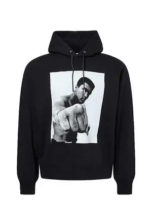 Sacai Graphic Print Cotton Hoody - Black